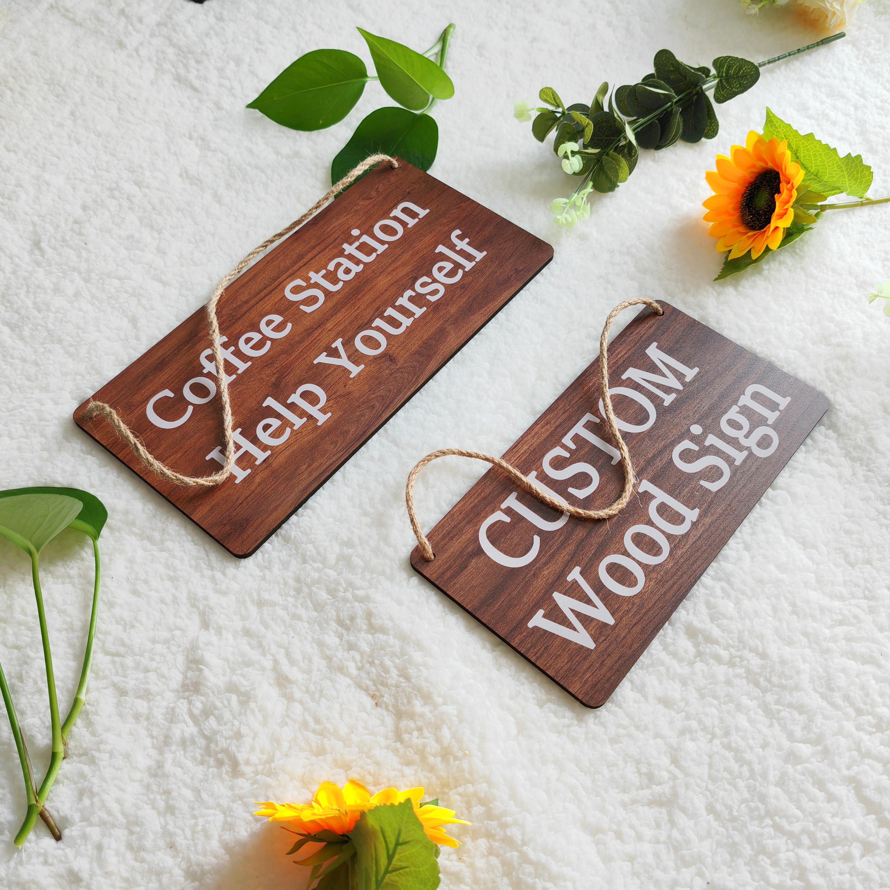 Personalized Wood Sign – Custom Text Rustic Farmhouse Wooden Signs ...