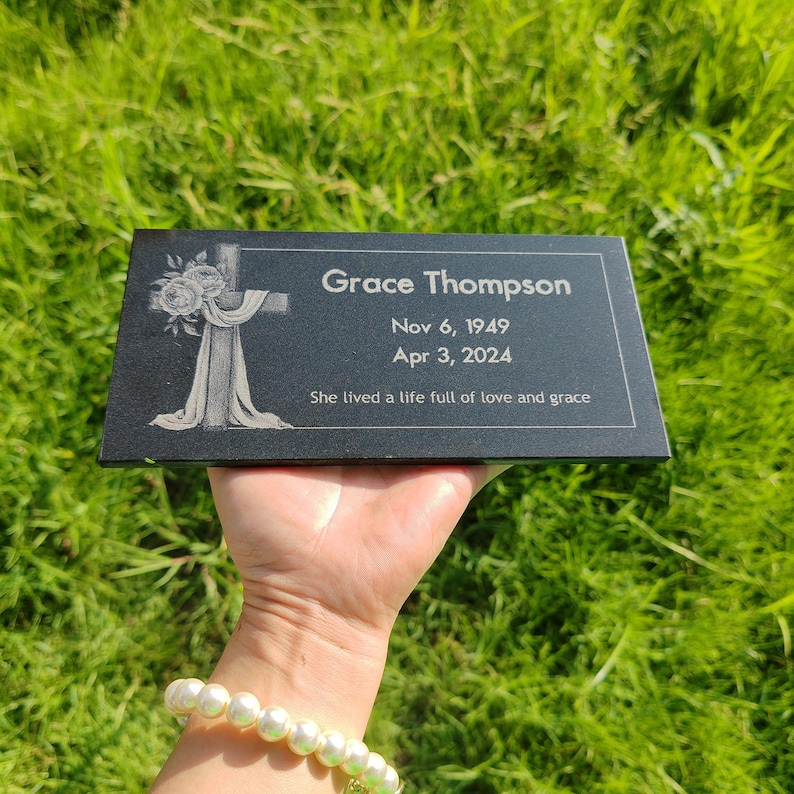 Personalized Memorial Cross Headstone, Custom Granite Grave Marker for ...