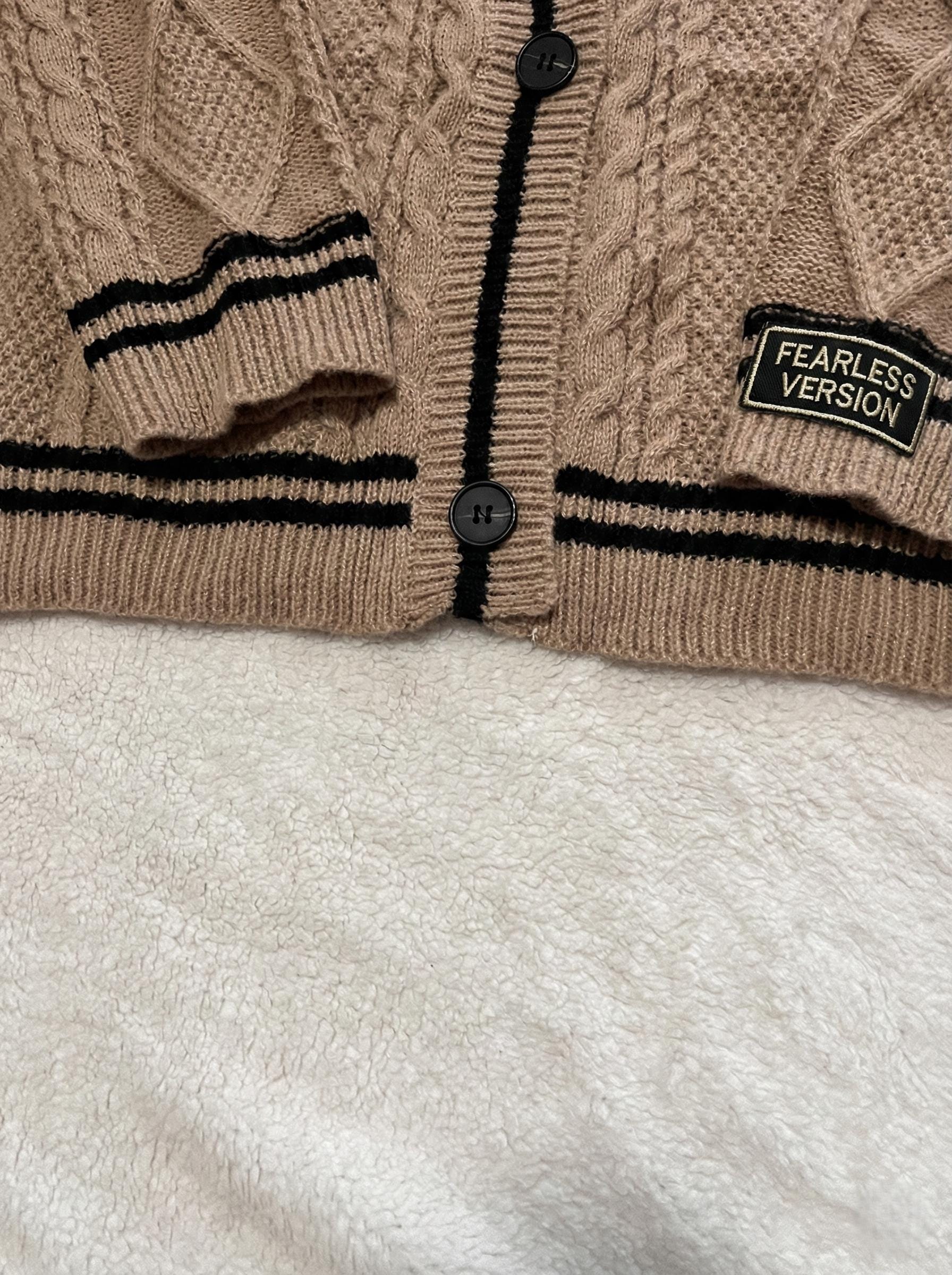 Fearless Taylor Inspired Cardigan Oversized Cable Knit Star Embroidered ...
