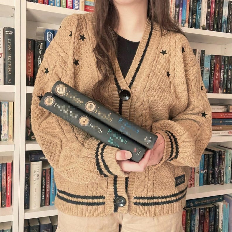 Fearless Taylor Inspired Cardigan Oversized Cable Knit Star Embroidered ...