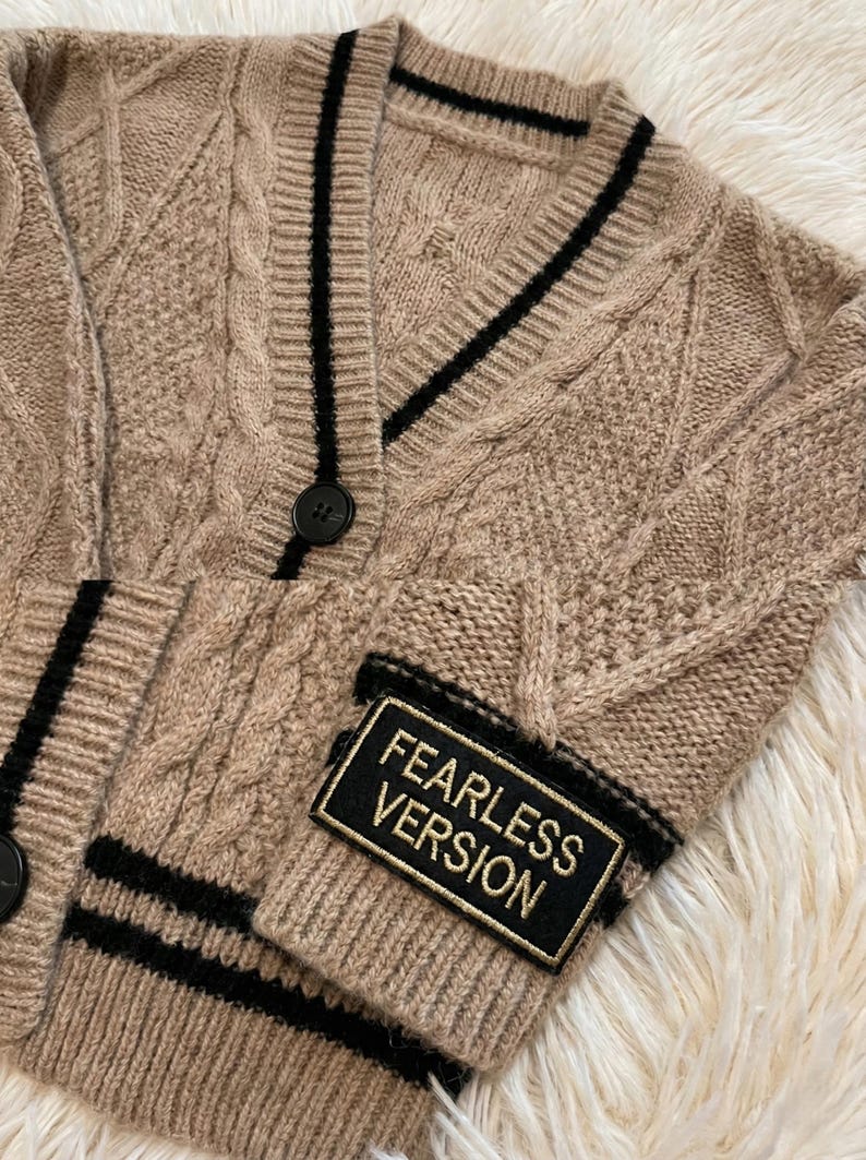 Fearless Taylor Inspired Cardigan Oversized Cable Knit Star Embroidered ...