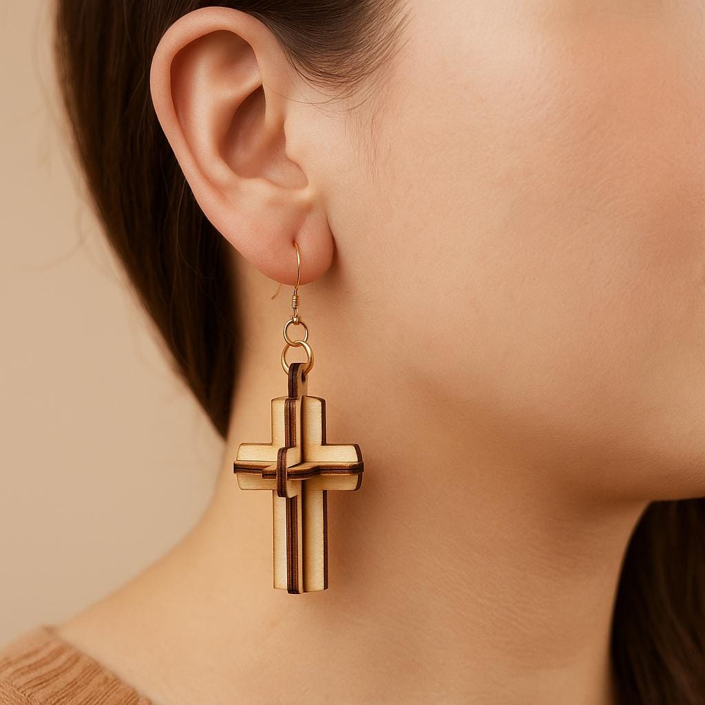 Geometric Cross Earring Template SVG - Laser Cut Wood Design [size E ...