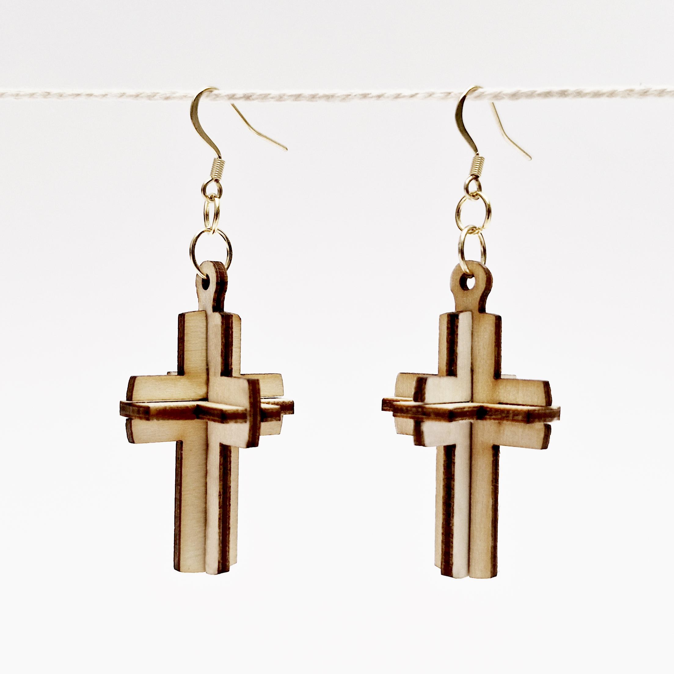 Geometric Cross Earring Template SVG - Laser Cut Wood Design [size E ...