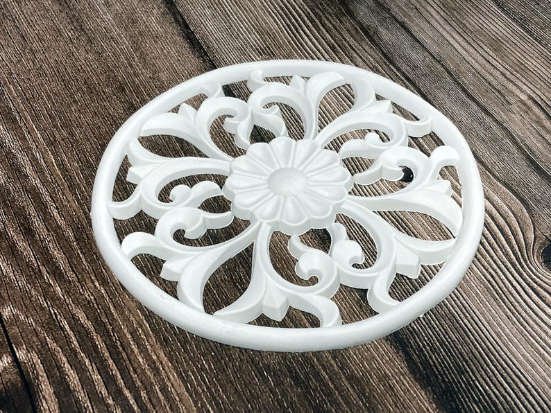 7 Inches Round Rosette Appliques, FLEXIBLE Resin Openwork Cabinet ...