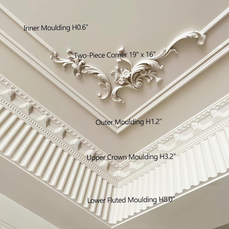 Multi-piece Flora Corner for Ceiling Medallion & Wall Decor, France ...