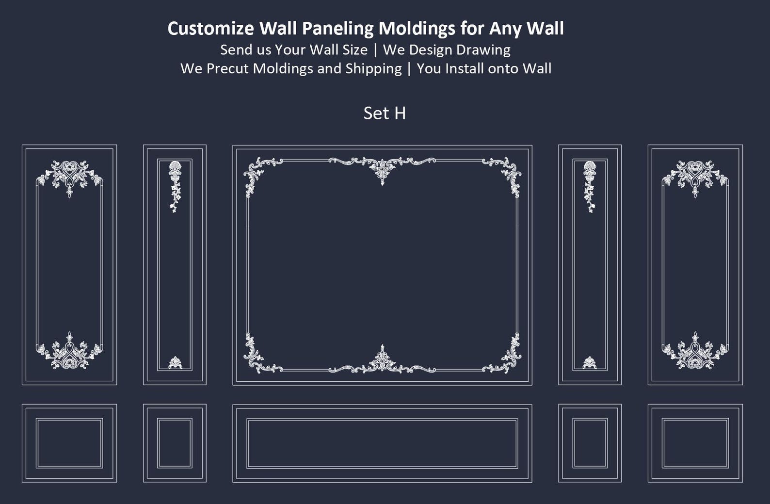 Custom Precut Wall Paneling Multi-piece Set, Wall Moulding DIY Package ...