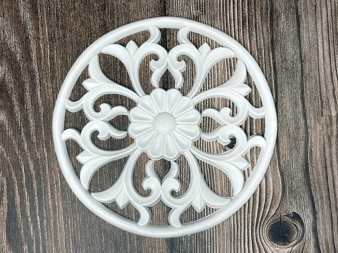 7 Inches Round Rosette Appliques, FLEXIBLE Resin Openwork Cabinet ...