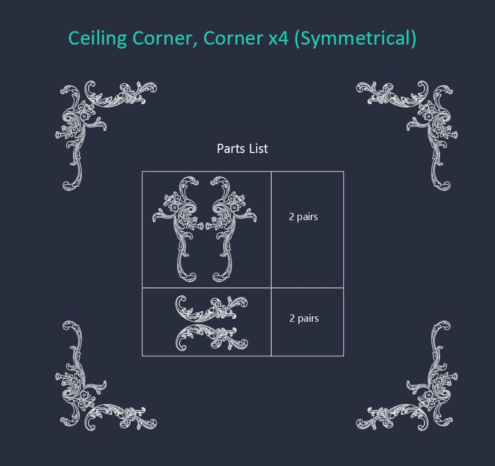 Multi-piece Flora Corner for Ceiling Medallion & Wall Decor, France ...