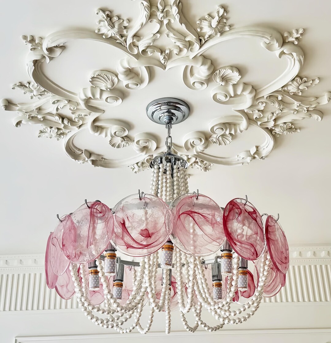Circular Floral Ceiling Decor Multi-piece Set, Ornamental Chandelier ...