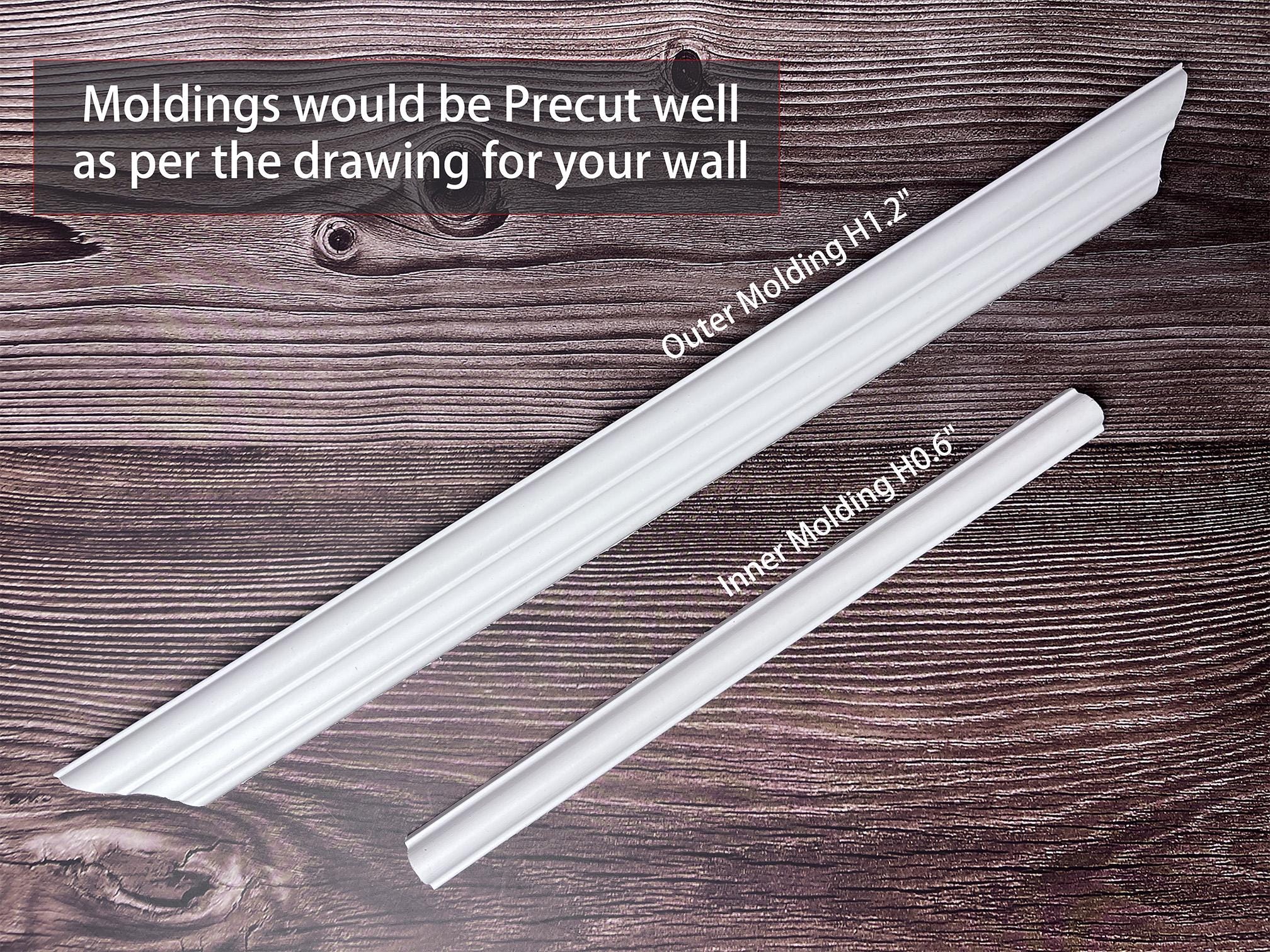 Custom Precut Wall Paneling Multi-piece Set, Wall Moulding DIY Package ...