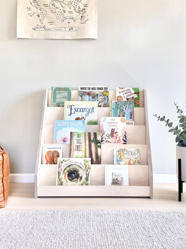 Montessori Bookshelf (front Facing) | Wooden Kids Reading Corner ...