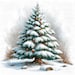 Snowy Christmas Tree Clipart, Winter Holiday Illustration, Frost ...