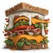 Quirky Sandwich | Whimsical Food Art | Funny Layered Lunch Illustration ...