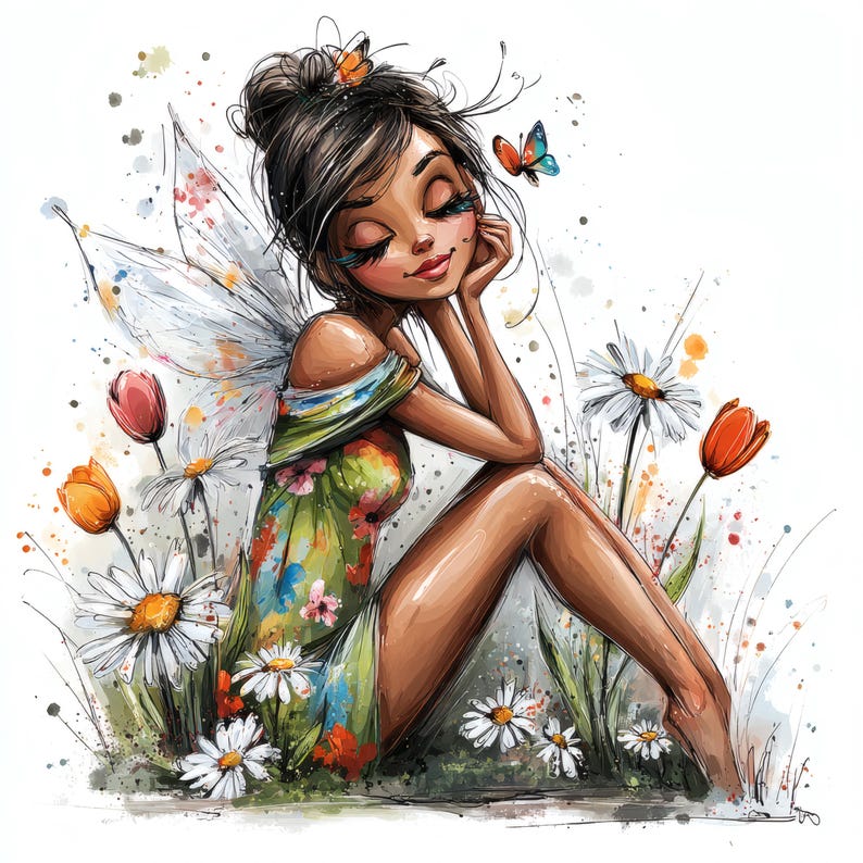 Whimsical Fairy & Baby Lamb Digital Clipart Bundle. Printable Nursery ...