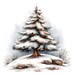 Snowy Christmas Tree Clipart, Winter Holiday Illustration, Frost ...