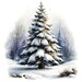 Snowy Christmas Tree Clipart, Winter Holiday Illustration, Frost ...