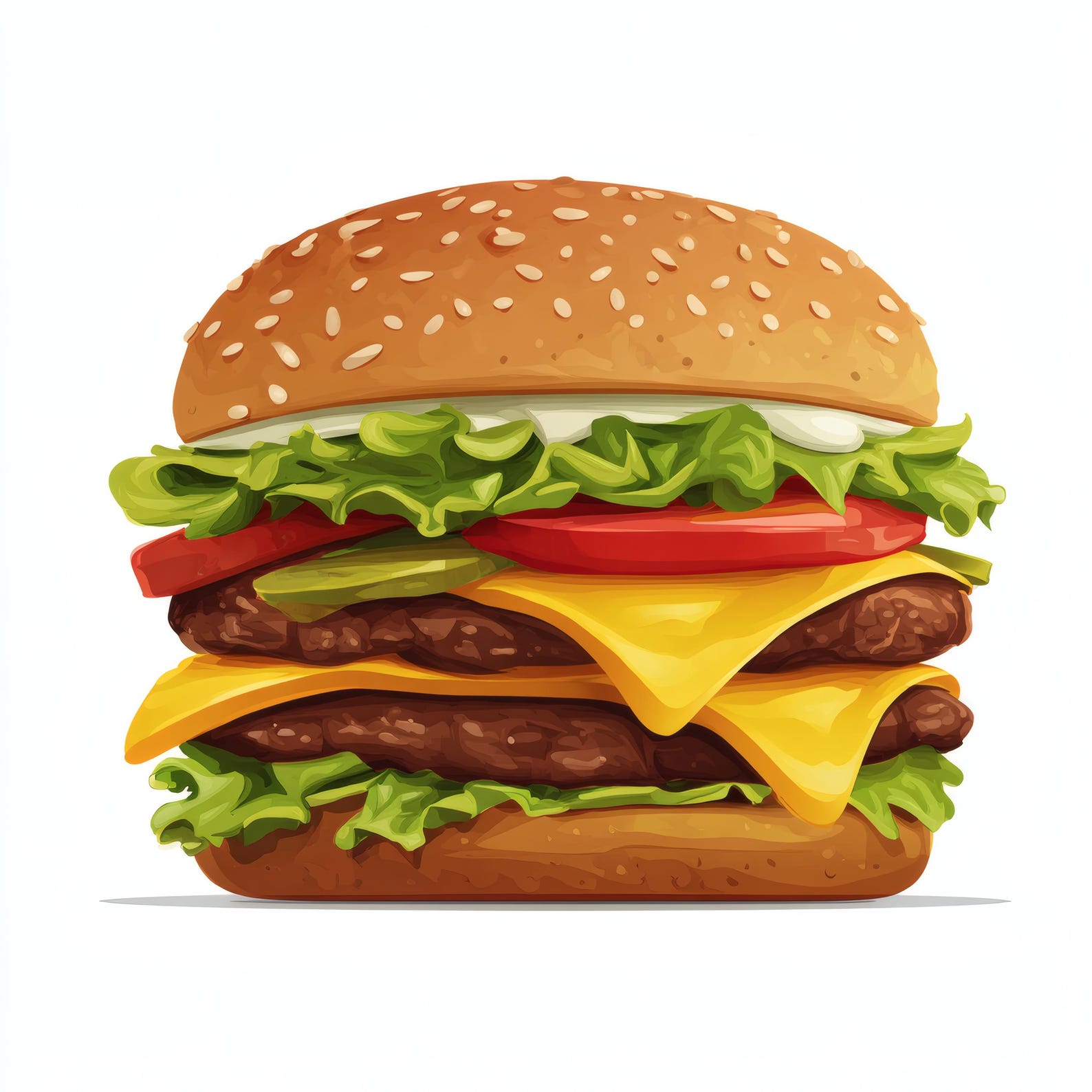 Cheeseburger Wall Art Print, Gourmet Fast Food Illustration, Kitchen ...