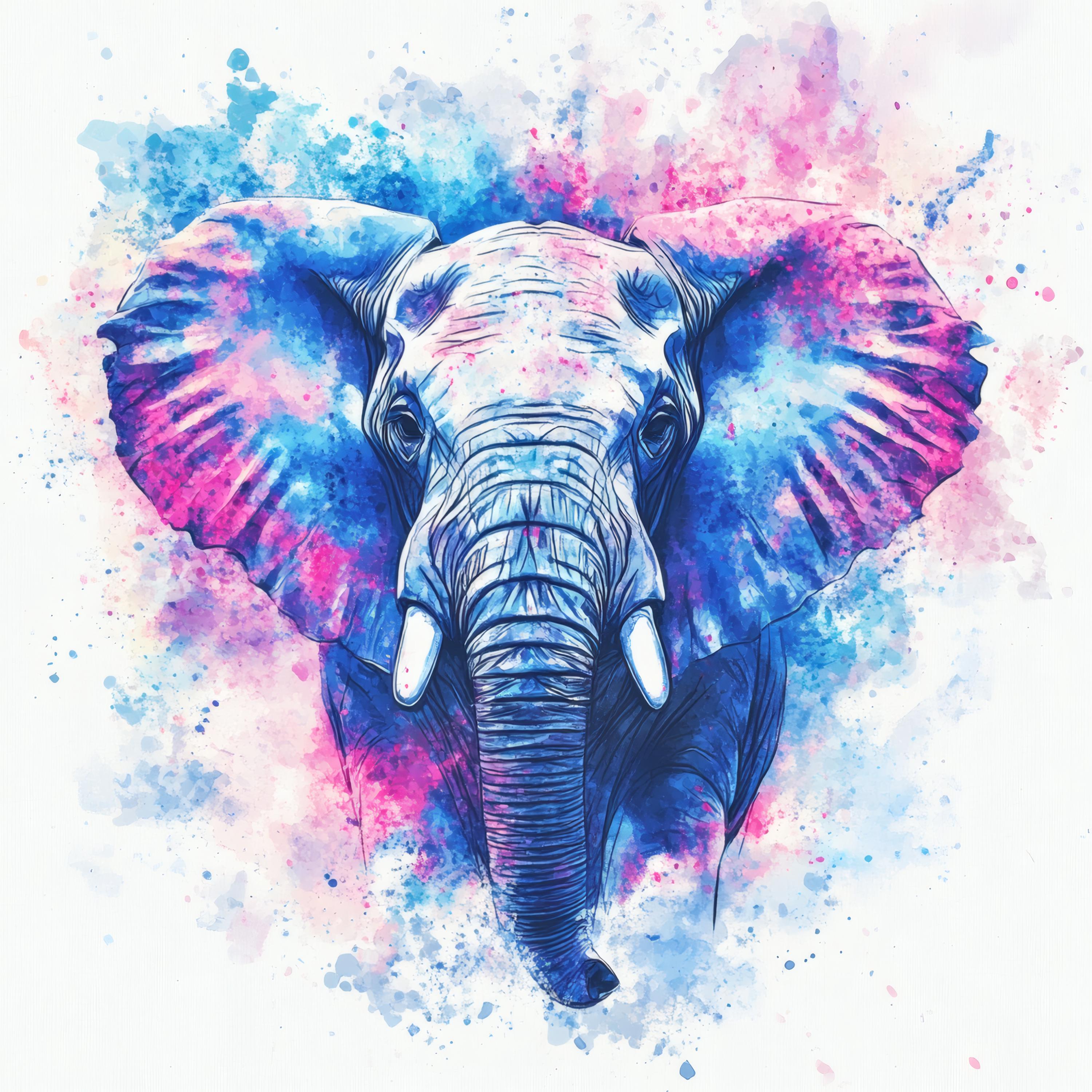 Colorful Elephant Wall Art Printable, Abstract Wildlife Decor, Modern ...