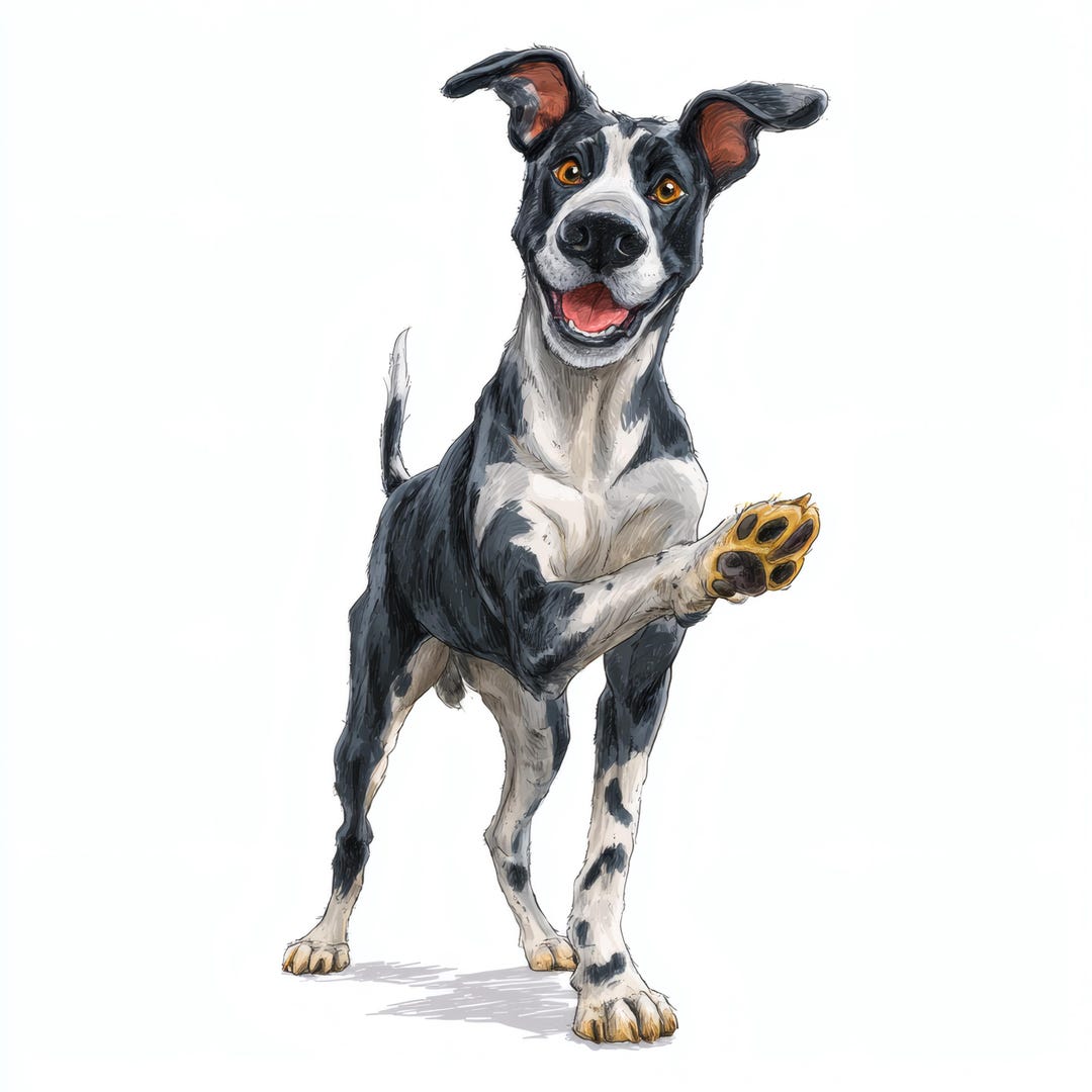 Goofy Dog Clipart, Realistic Standing Pup Art, Playful Pet Wall Decor ...