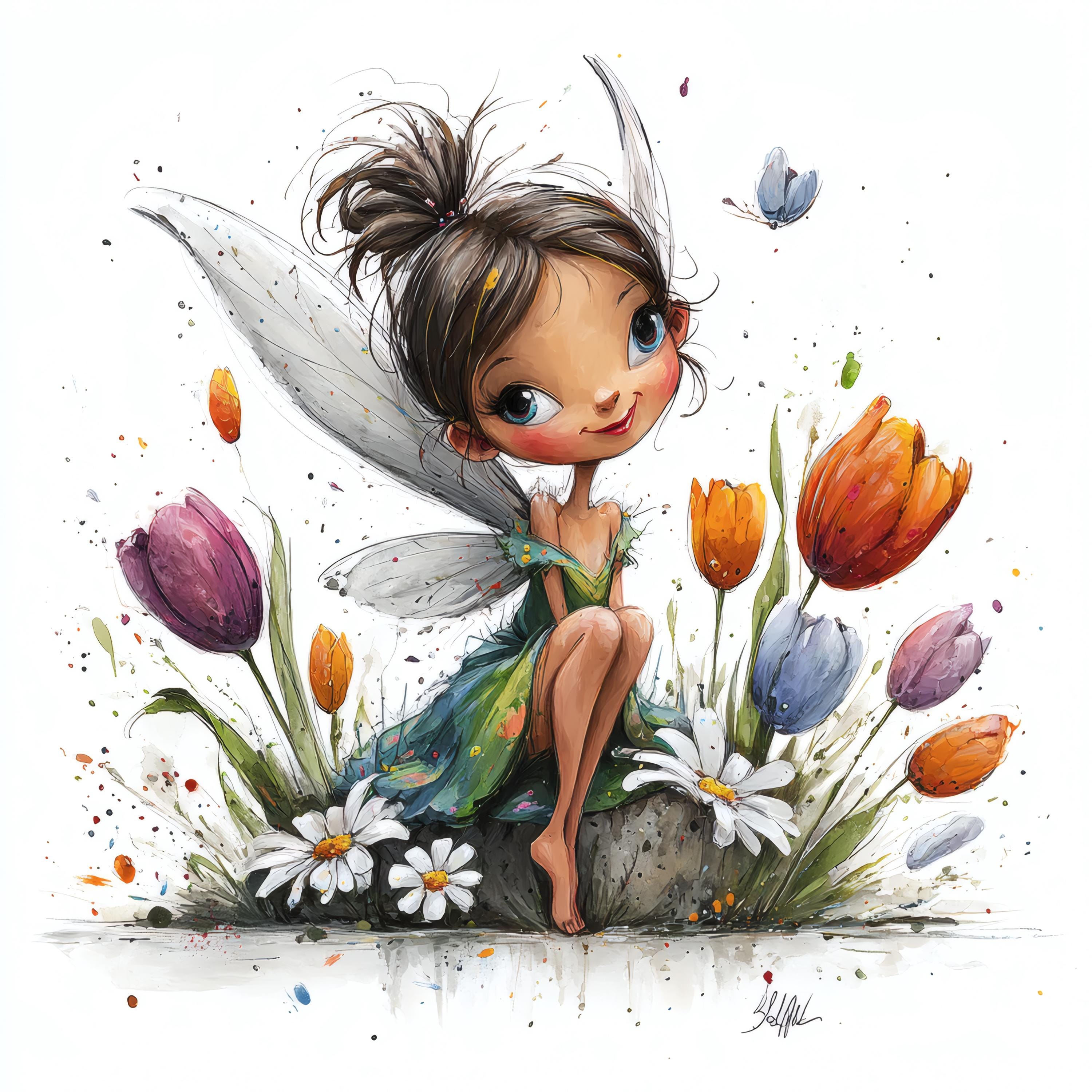 Whimsical Fairy & Baby Lamb Digital Clipart Bundle. Printable Nursery ...
