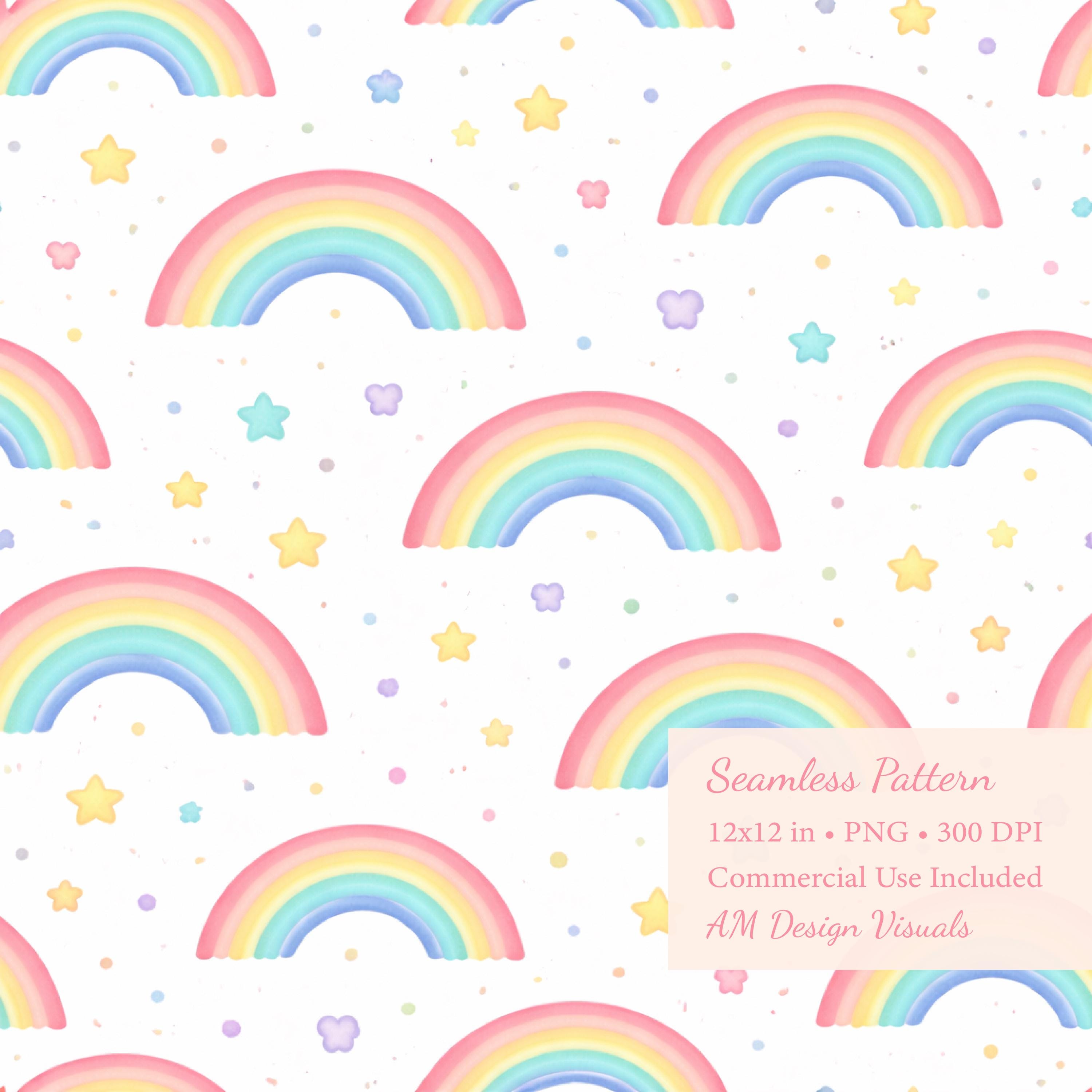 Pastel Rainbow Seamless Pattern, Cute Watercolor Rainbow Print, Nursery ...