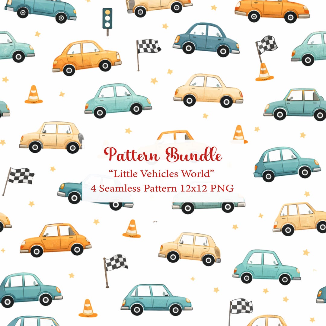 Little Vehicles World – 4 Seamless Vehicle Patterns | Baby Fabric ...