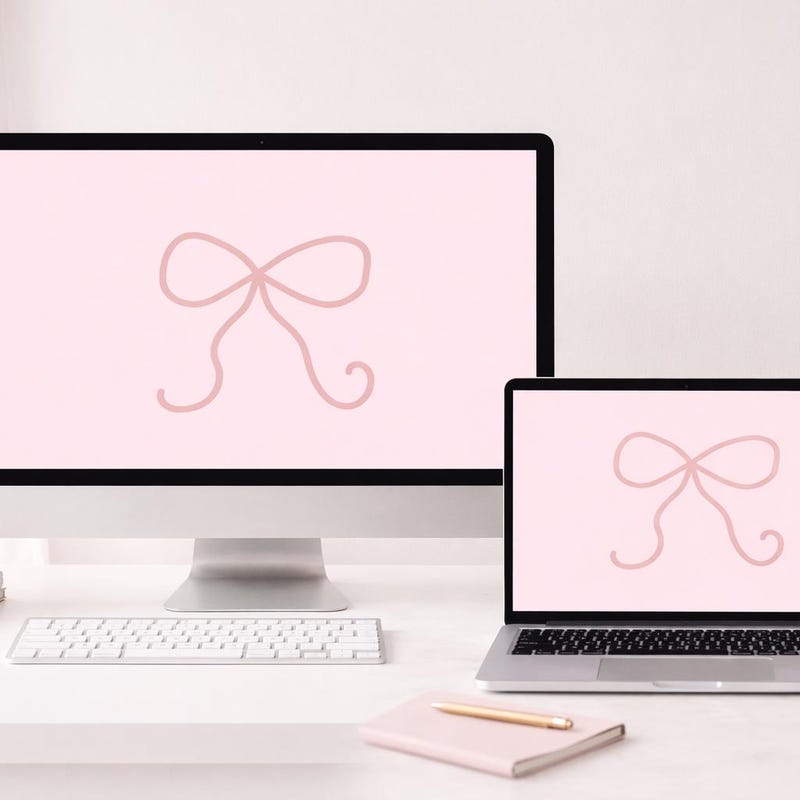 Pink Bow Wallpaper for Computer - Etsy
