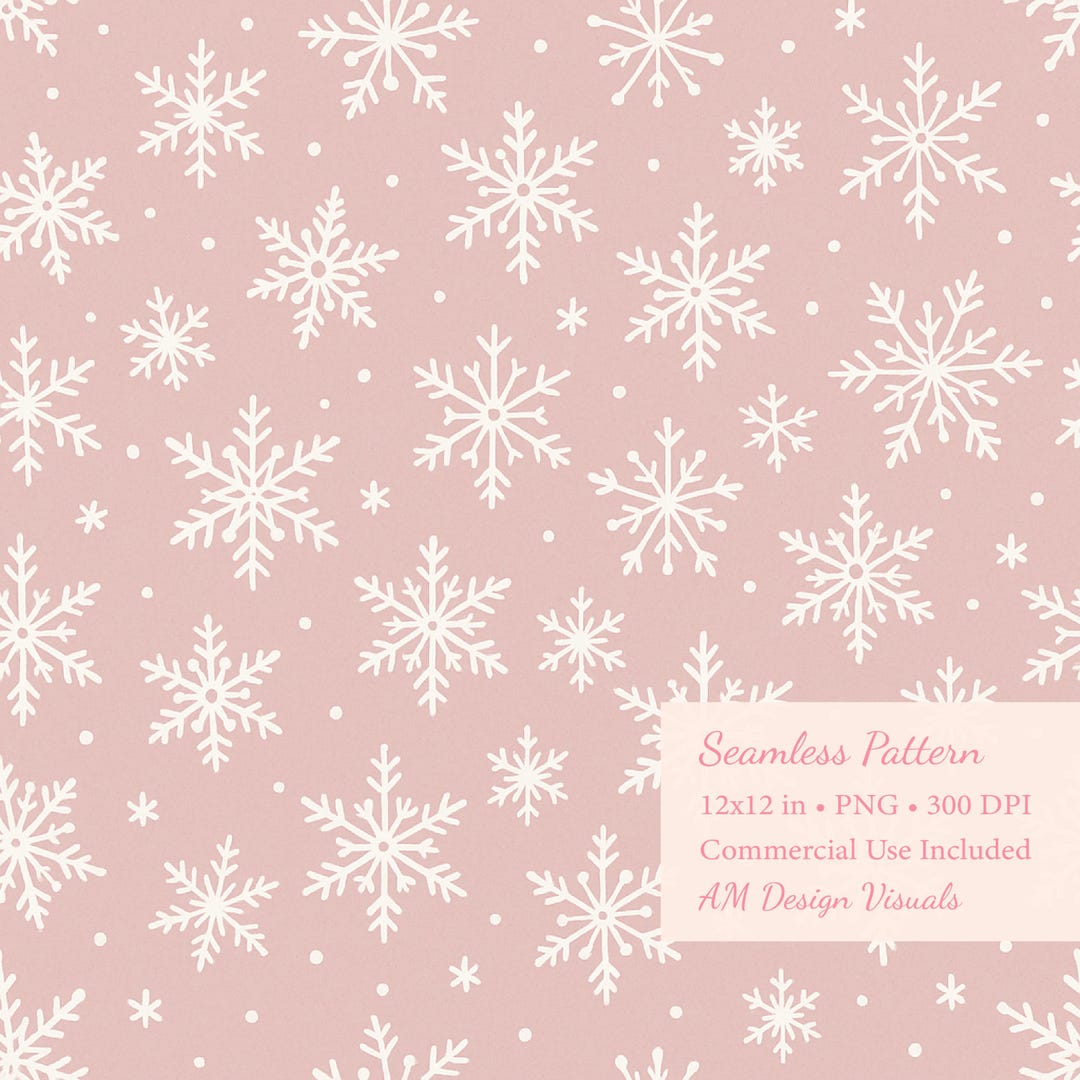 Pink Snowflakes Pattern – Seamless Winter Digital Paper 12x12 ...