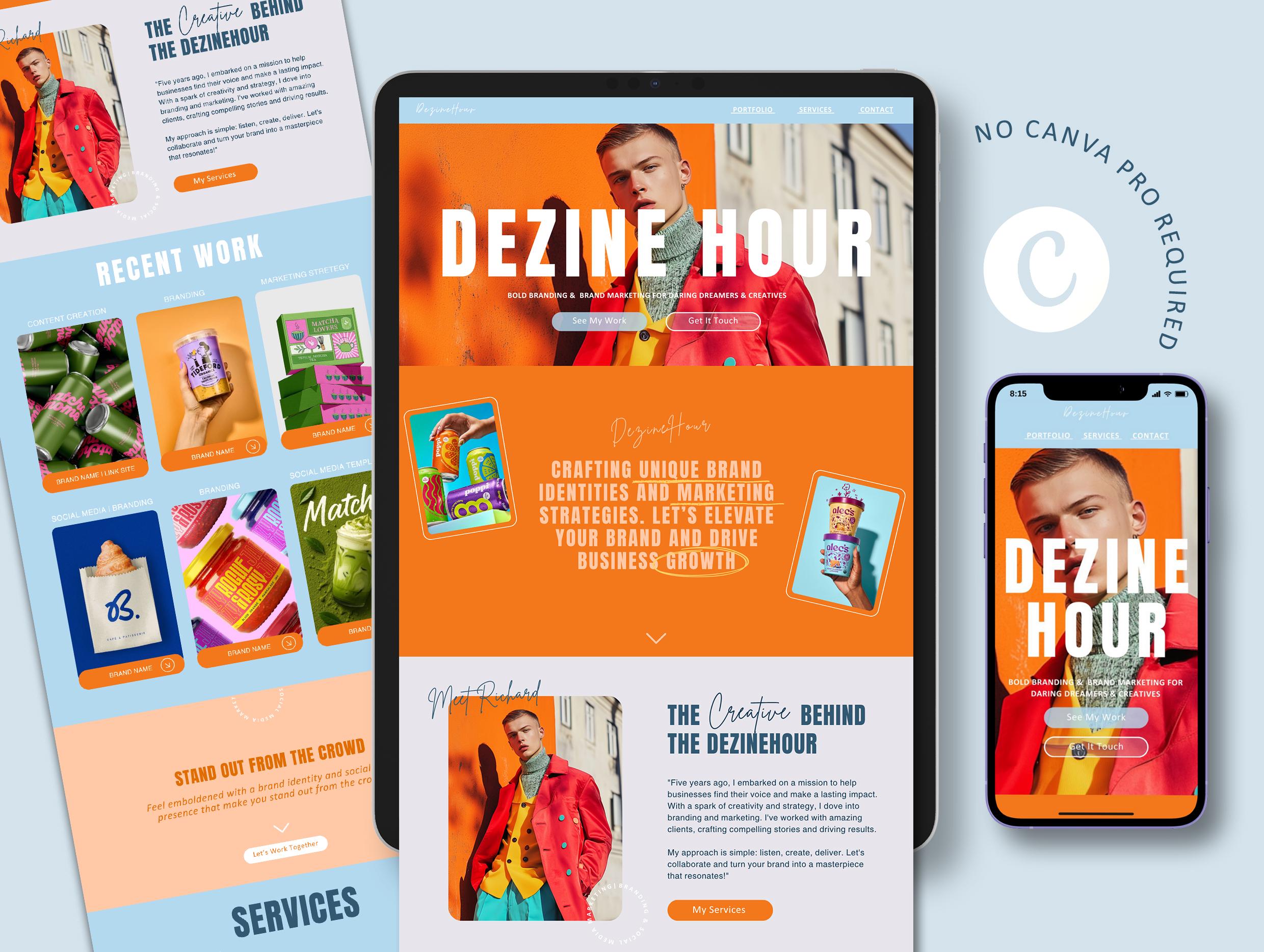 Canva Website Template for Freelancer, Brand Designer, Brand Marketing ...