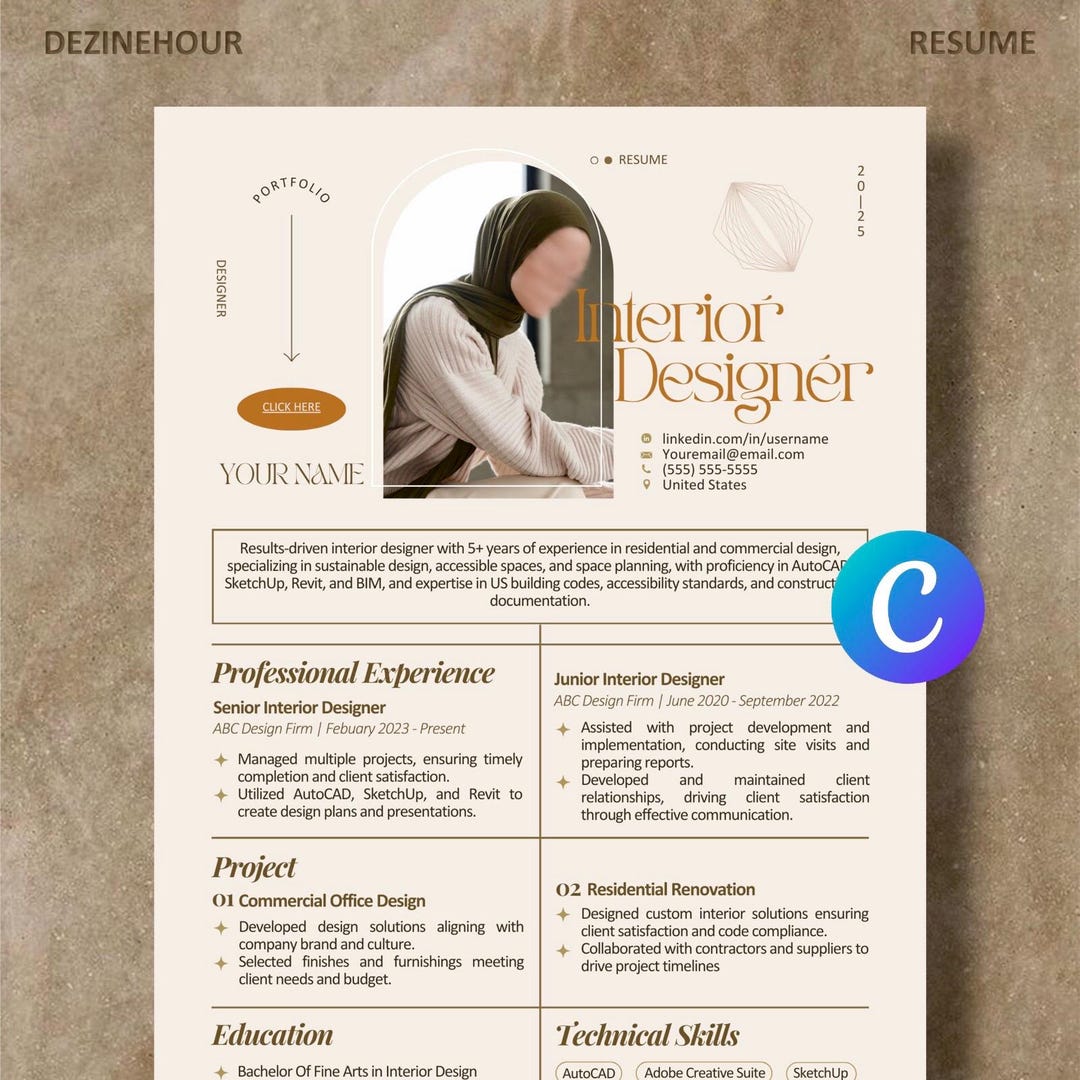 Customizable Interior Designer Resume & Cover Letter Template | Canva ...