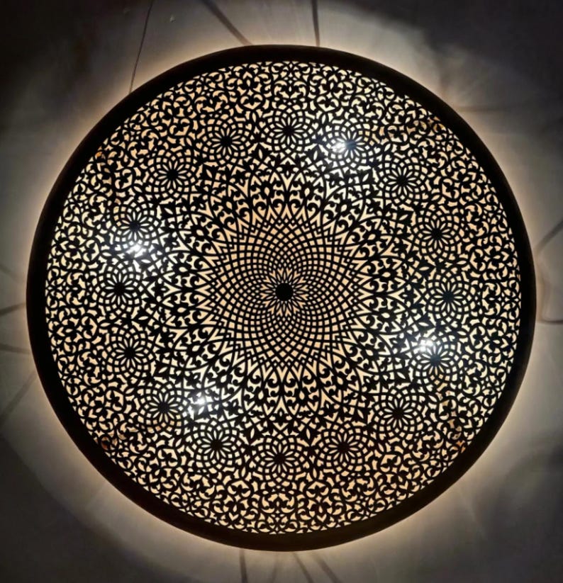Handmade Moroccan Brass Flush Mount Ceiling Light: Boho Modern Fixture ...