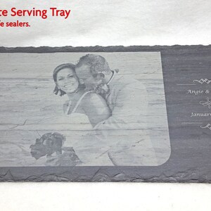 Engraved Photo Slate Tray, Personalized Slate Cheese Board, Wedding ...