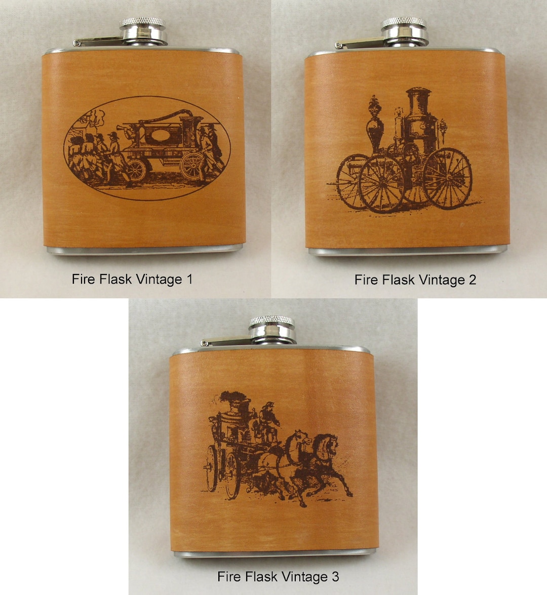 Firefighter Flask - Flask With Hand Dyed Engraved Leather Wrap - Etsy