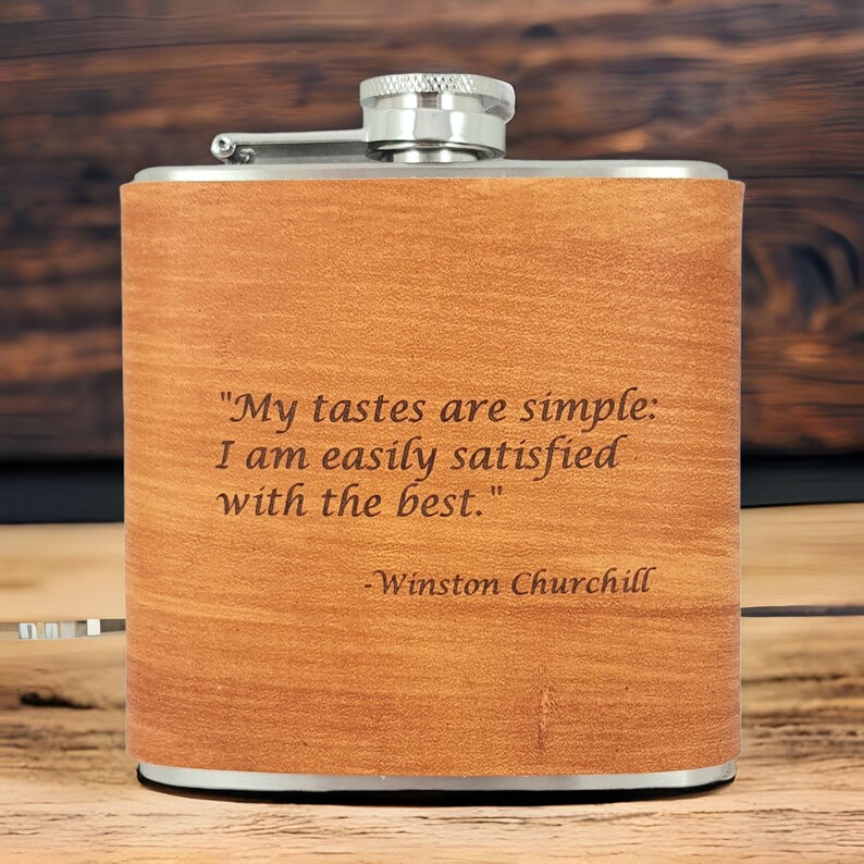 Hemmingway Flask With Hand Dyed Engraved Leather Wrap, Scotch, Whiskey ...