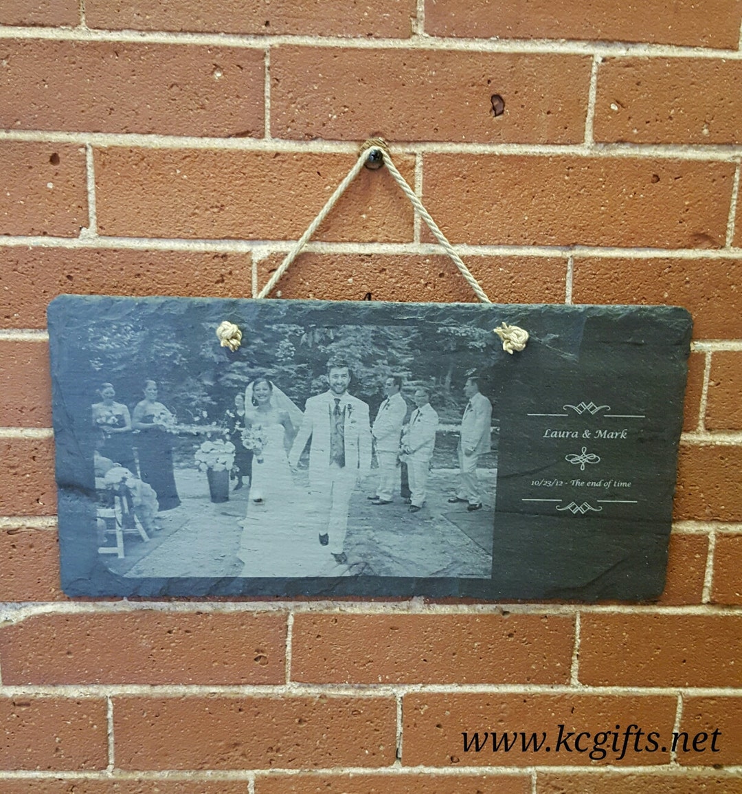 Engraved Photo Slate Tray, Personalized Slate Cheese Board, Wedding ...