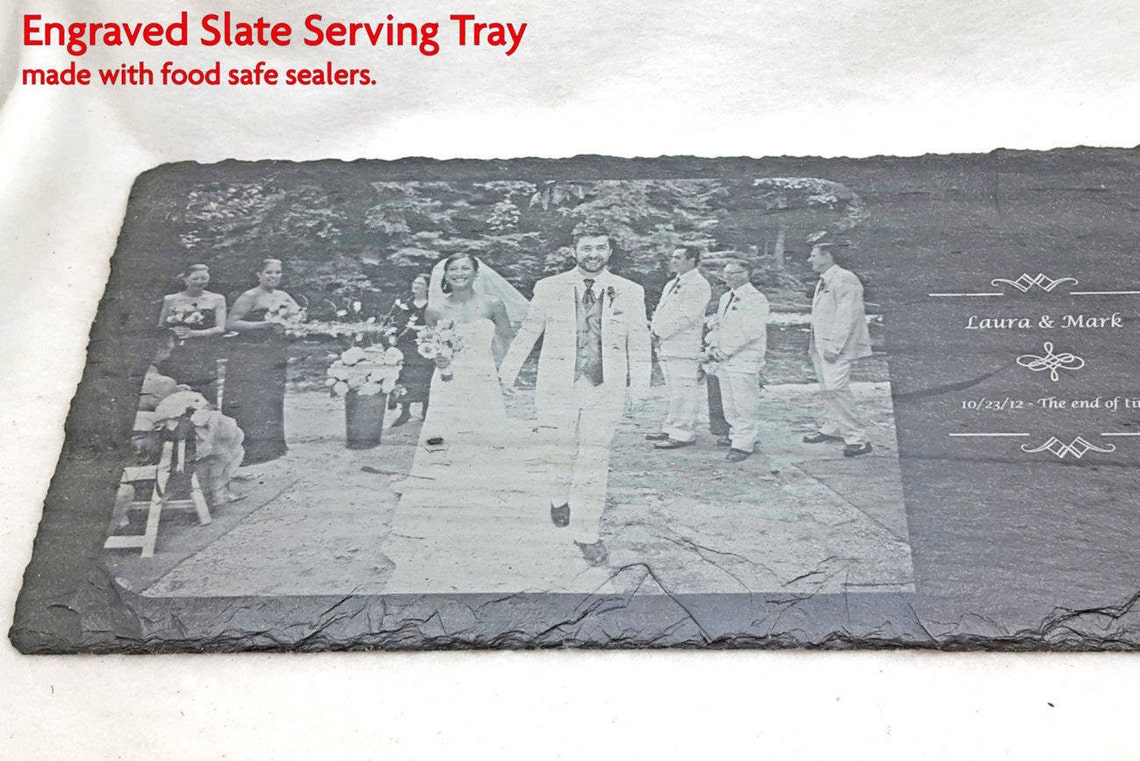 Engraved Photo Slate Tray Personalized Slate Cheese Board - Etsy