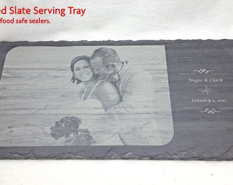 Engraved Photo Slate Tray Personalized Slate Cheese Board | Etsy
