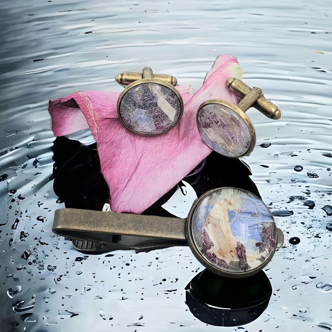 Memorial Flower Cuff Links and Tie Clasp - Funeral Flower Bracelet ...