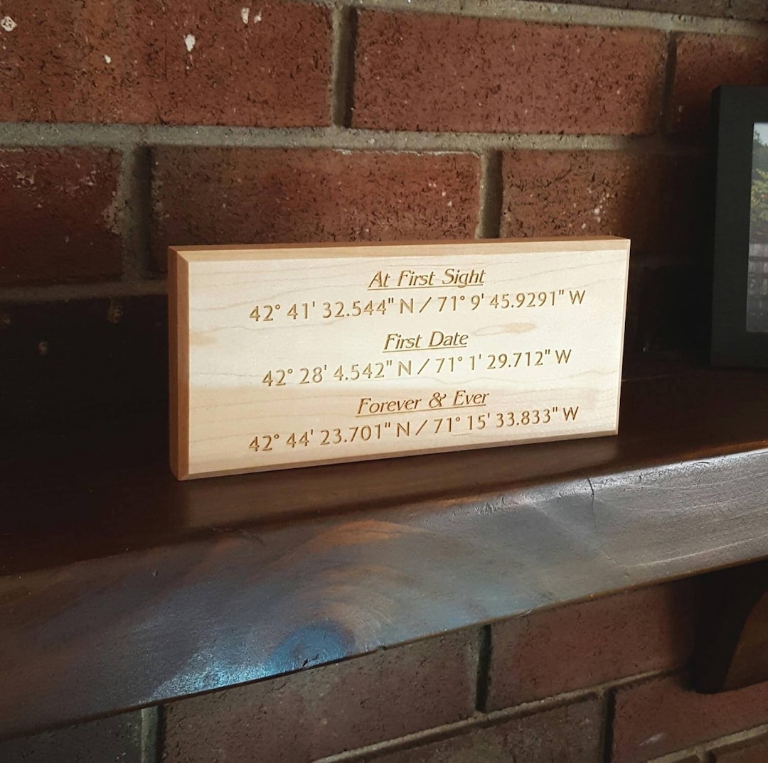 Wedding Sign or 5th Anniversary Gift, GPS Coordinates of Your Life ...