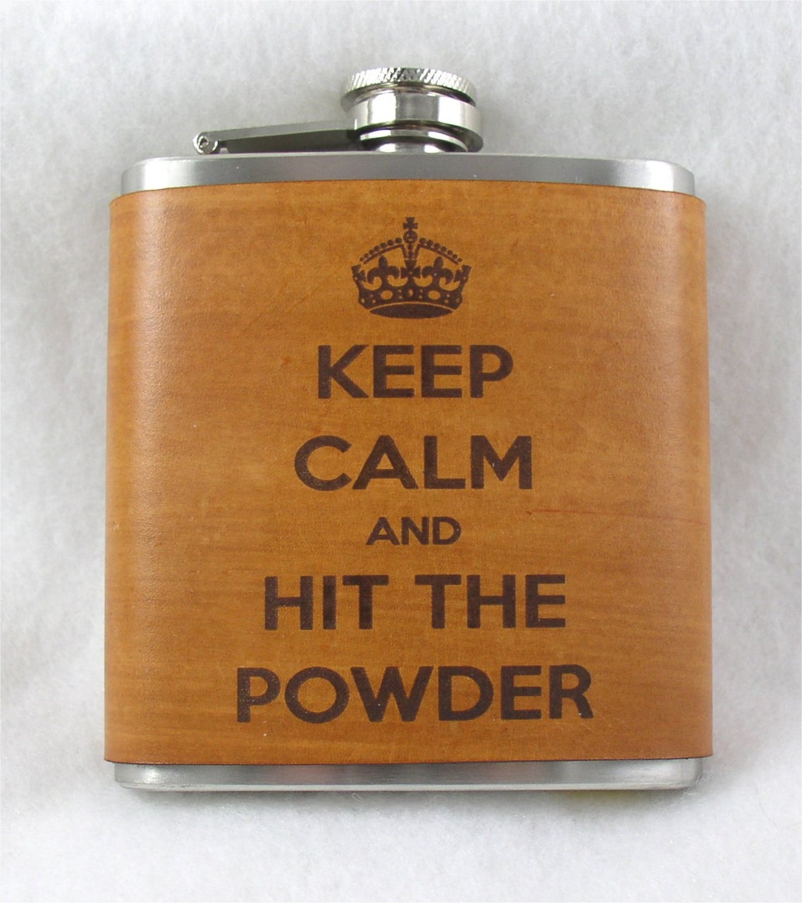 Ski Flask - Snowboard Flask With Hand Dyed Engraved Leather Wrap ...