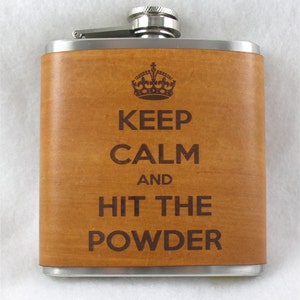 Ski Flask - Snowboard Flask With Hand Dyed Engraved Leather Wrap ...