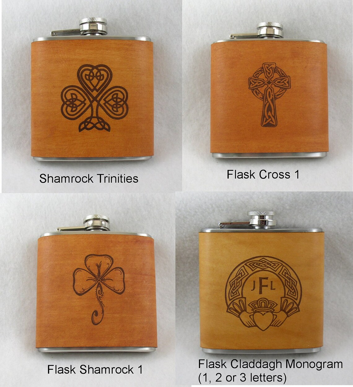 Irish Flask - Flask With Hand Dyed Engraved Leather Wrap - Fireman - Etsy