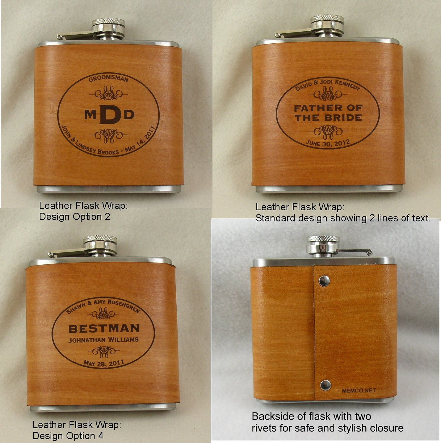 Set of 3 Groomsmen Flasks Handmade Leather Flask | Etsy