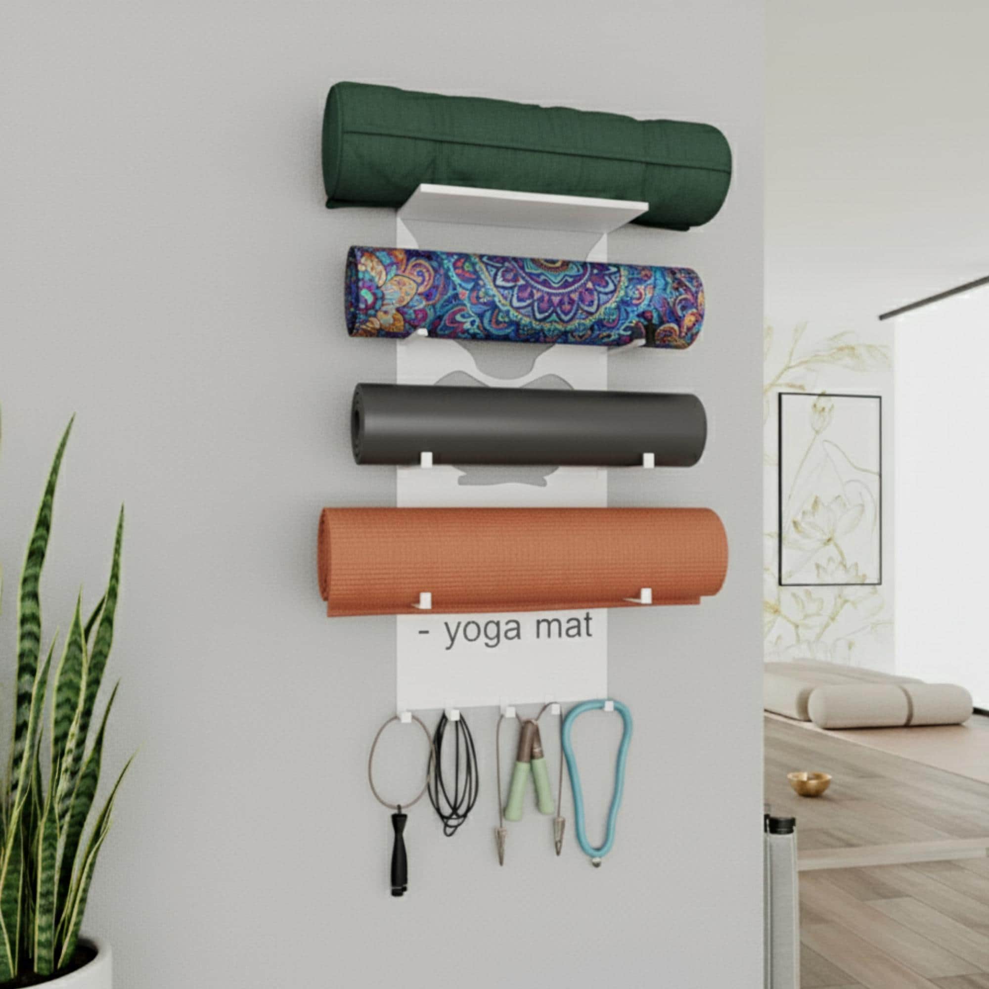 Yoga Mat Wall Organizer – Metal Storage Rack for Mats and Accessories ...