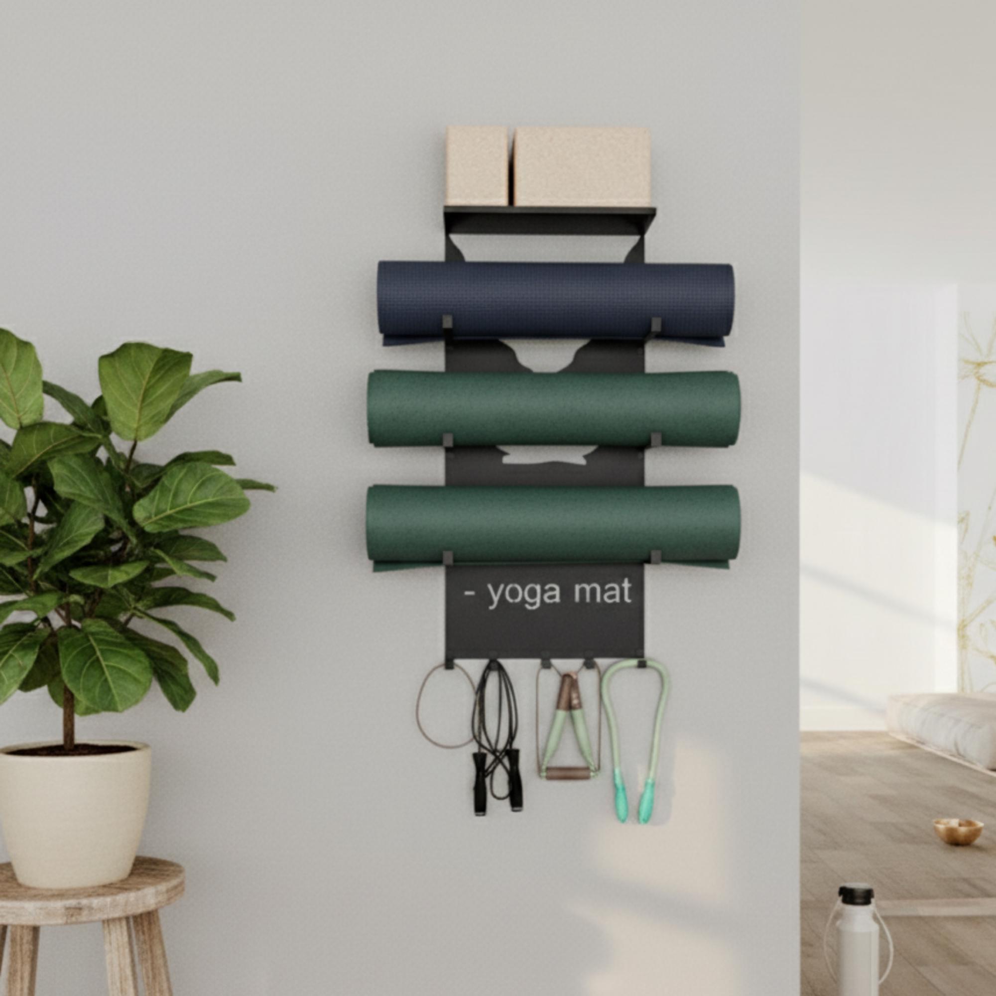Yoga Mat Wall Organizer – Metal Storage Rack for Mats and Accessories ...