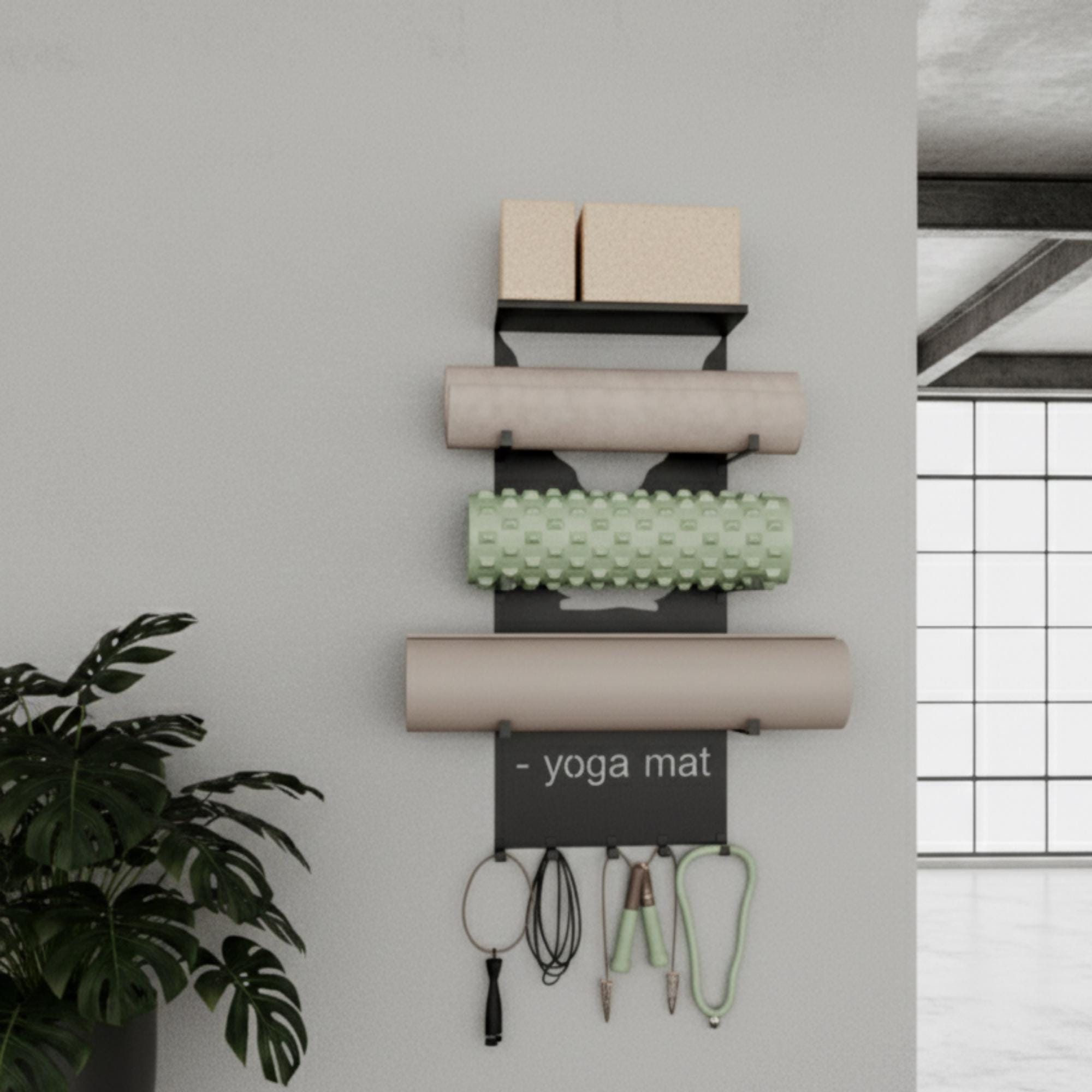 Yoga Mat Wall Organizer – Metal Storage Rack for Mats and Accessories ...