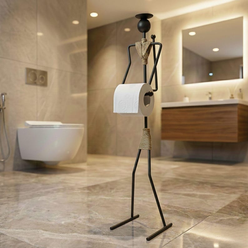 Modern Metal Toilet Paper Holder, Unique Figure Bathroom Decor ...