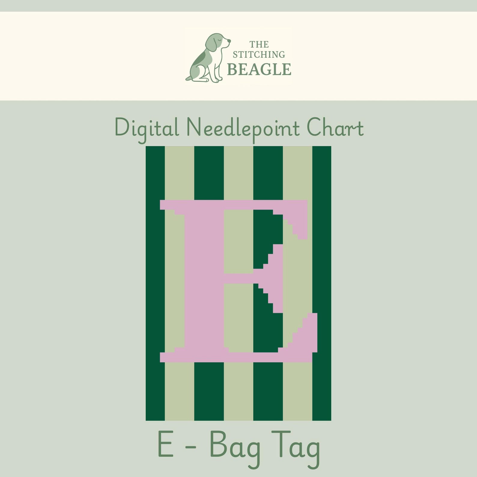 E - Bag Tag Digital Needlepoint Chart - Etsy