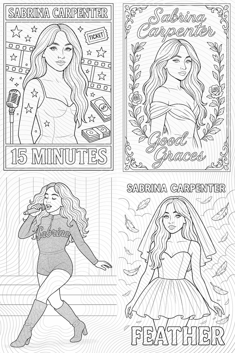 Adult Colouring Book - Popstar Colouring Book - Sabrina Carpenter ...