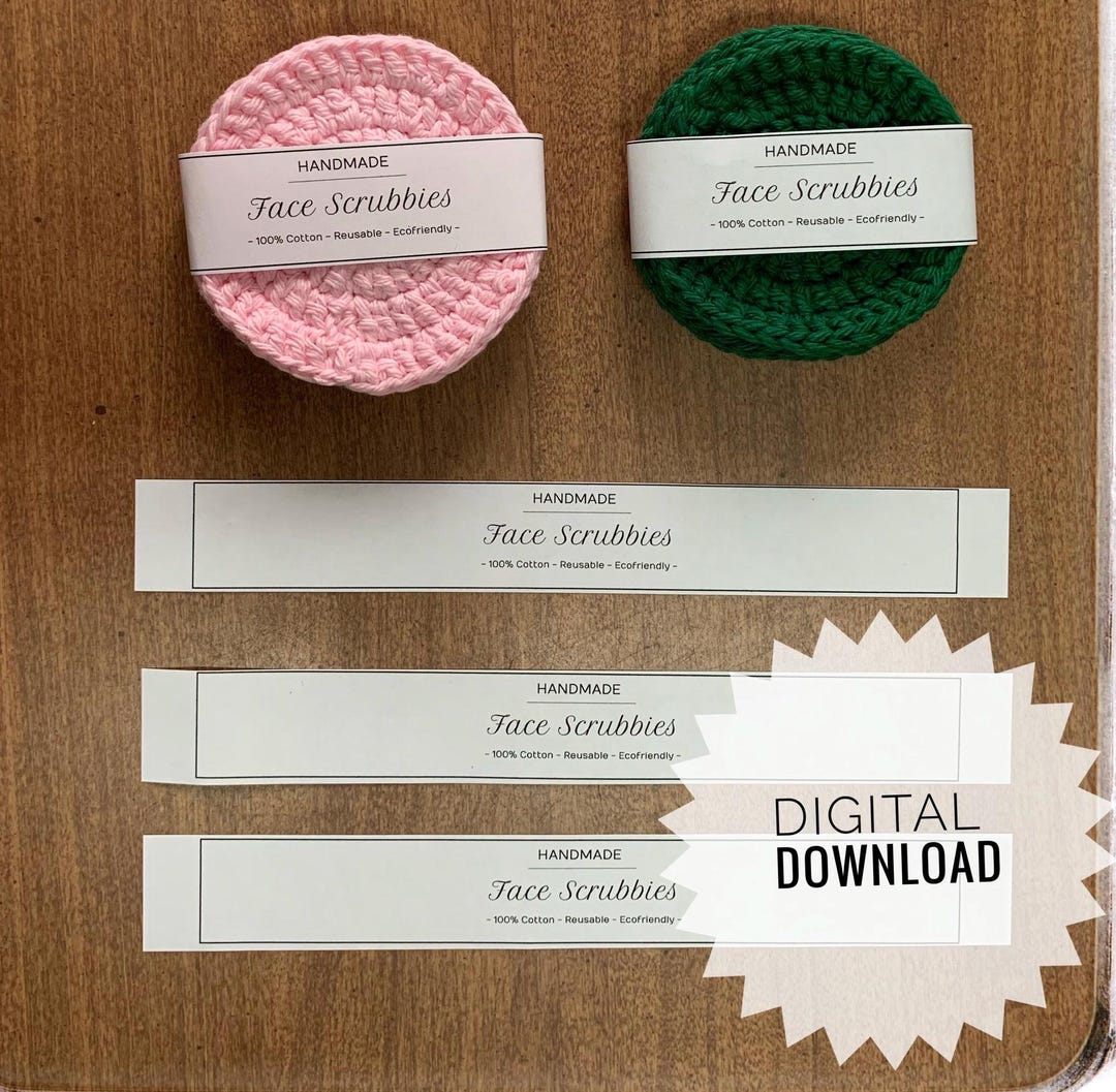 PRINTABLE Face Scrubbies Wrap Labels - Crochet Tags - Knit Tags - Craft ...